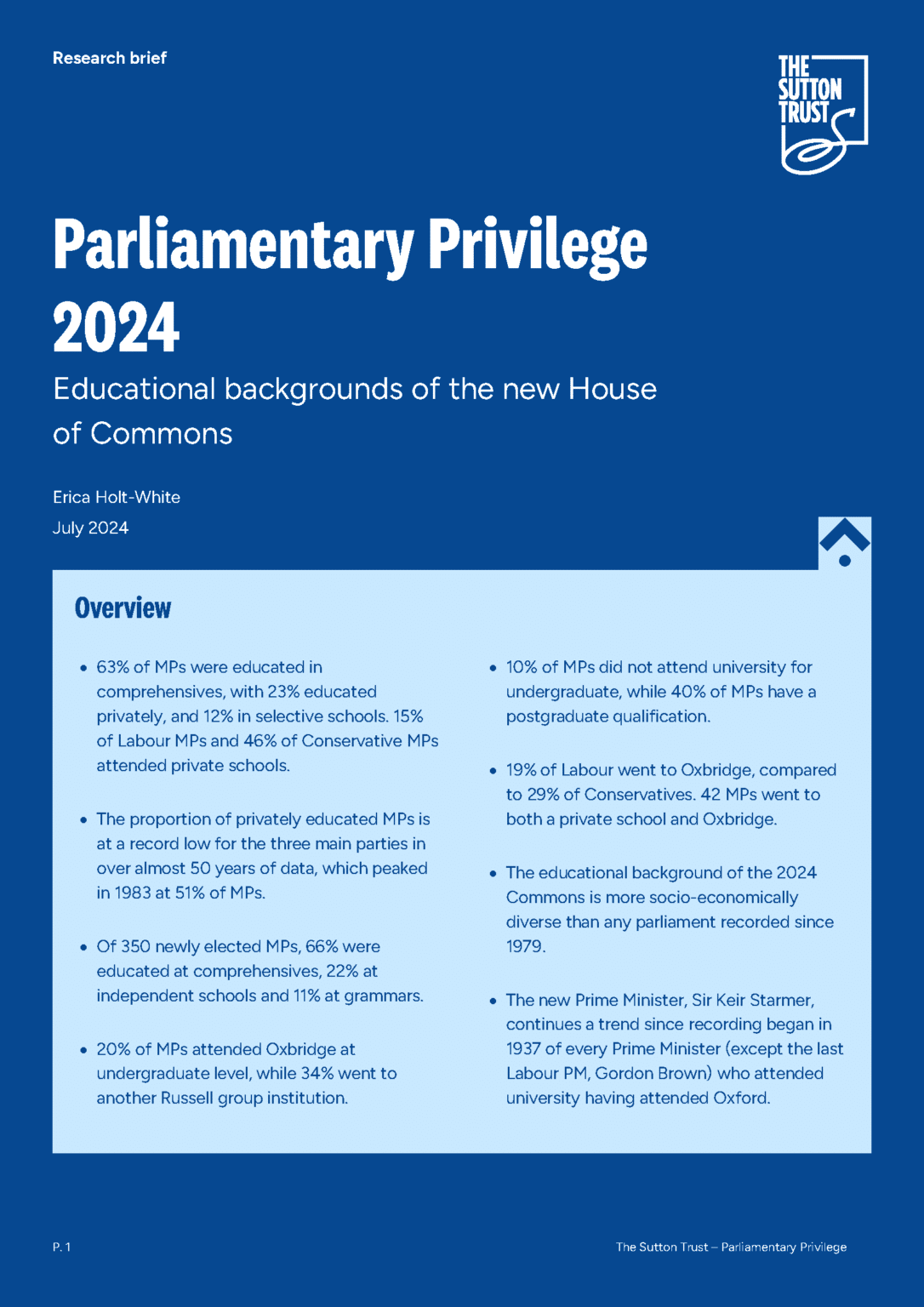 Parliamentary Privilege 2024 The Sutton Trust