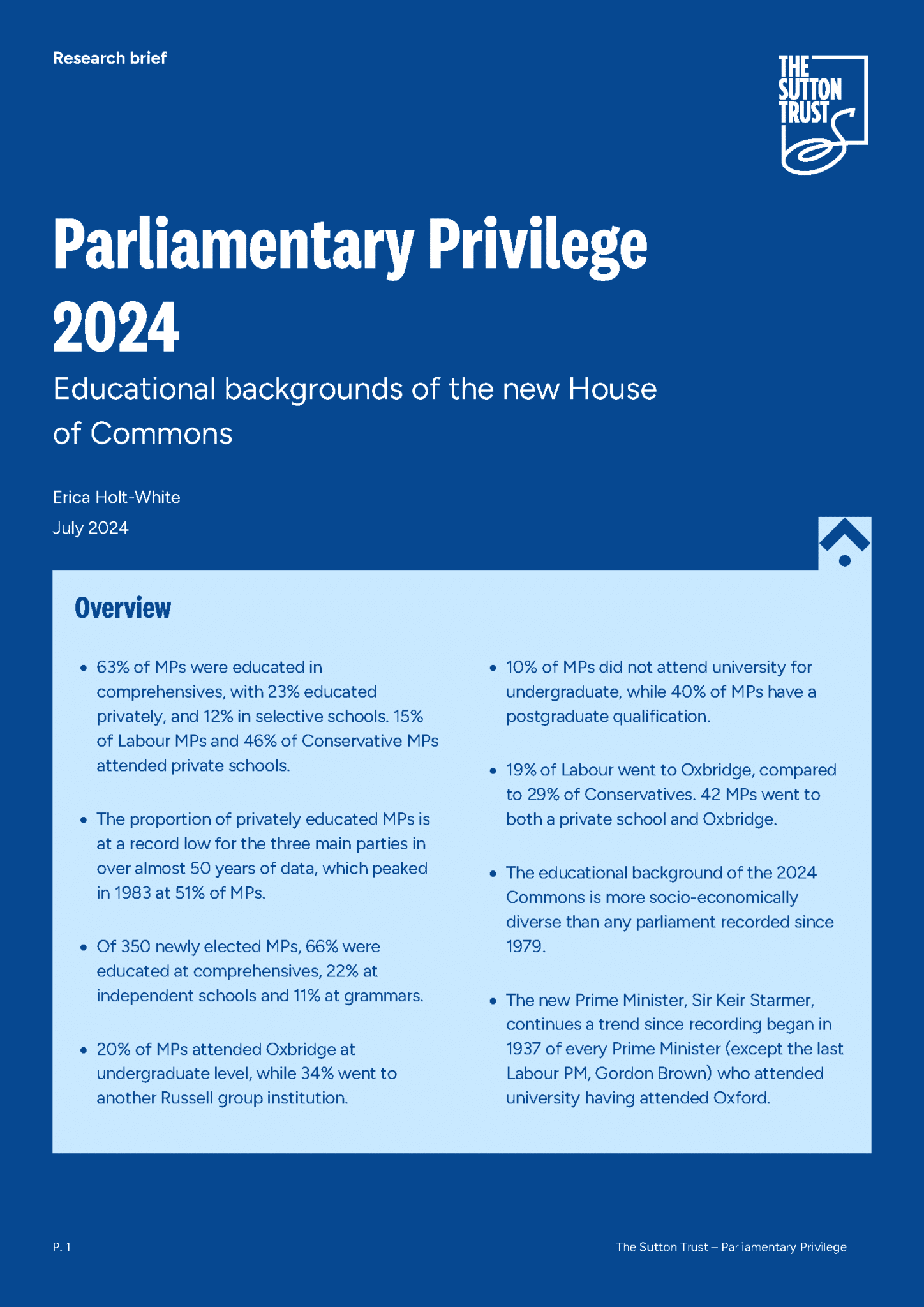 Parliamentary Privilege 2024 - The Sutton Trust