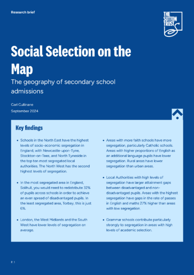 Social Selection on the Map - The Sutton Trust